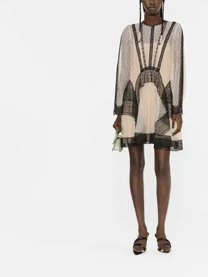 Alberta Ferretti Lace Panel Mini Dress