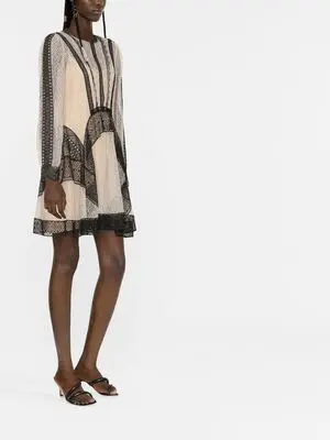 Alberta Ferretti Lace Panel Mini Dress