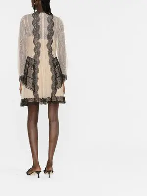 Alberta Ferretti Lace Panel Mini Dress