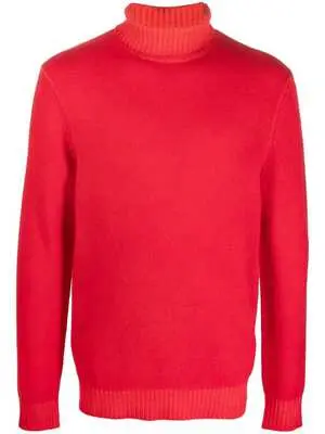 Malo Fine-knit Rollneck Jumper - Red