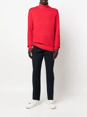 Malo Fine-knit Rollneck Jumper - Red