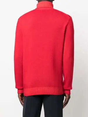 Malo Fine-knit Rollneck Jumper - Red