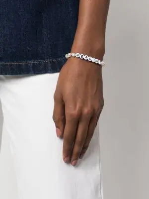 SPORTY & RICH Healthy-lettered Beaded Bracelet