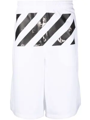 Off-White Caravaggio Diag Track Shorts - White