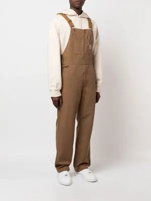 Carhartt Work In Progress Logo-patch Straight-leg Dungarees - Brown