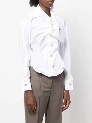 VIVIENNE WESTWOOD Draped Orb-embroidered Shirt - White