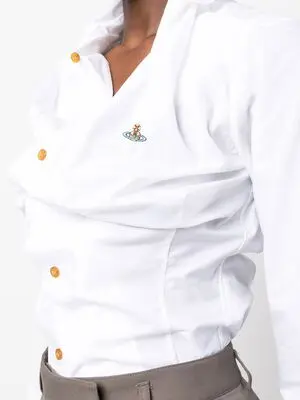 VIVIENNE WESTWOOD Draped Orb-embroidered Shirt - White