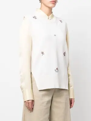 BARRIE Floral Embroidered Cashmere Top