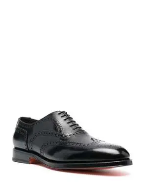 Santoni Leather Lace-up Oxford Shoes - Black