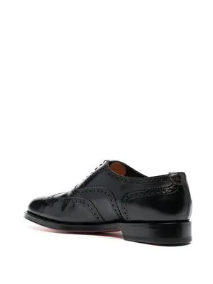 Santoni Leather Lace-up Oxford Shoes - Black