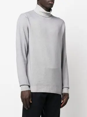 Malo Fine-knit Roll-neck Jumper - Grey