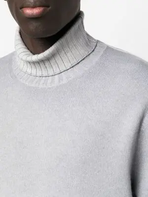 Malo Fine-knit Roll-neck Jumper - Grey