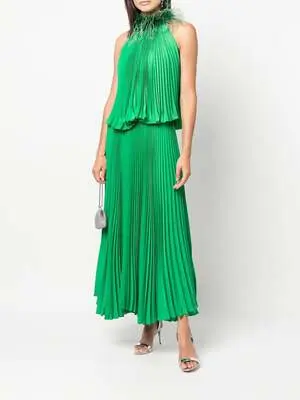 STYLAND Elaticated-wait Pleated Long Kirt