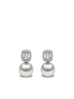Yoko London 18kt White Gold South Sea Pearl And Diamond Earrings - Silver
