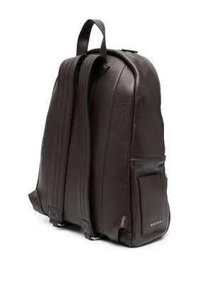 ORTIGNI Leather Backpack With Logo Plaque - Brown
