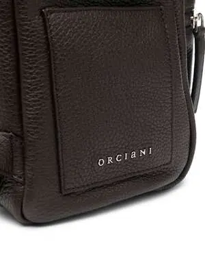 ORTIGNI Leather Backpack With Logo Plaque - Brown