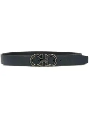 FERRAGAMO Gancini Buckle Leather Belt - Black