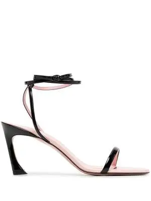 PIFERI 70mm Patent Leather Ankle Strap Sandals