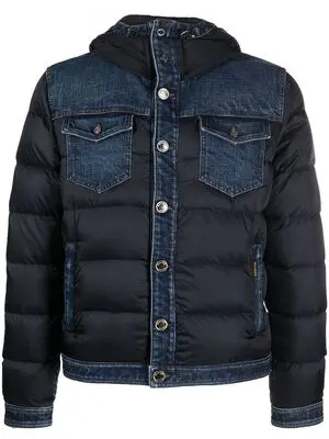 MOORER Button-up Padded Jacket - Blue