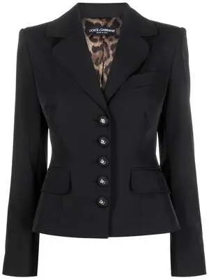 Dolce & Gabbana Logo-plaque Button-fastening Blazer - Black