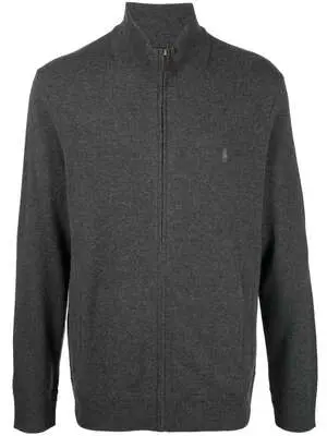 Polo Ralph Lauren Embroidered-logo Zip-up Cardigan - Grey