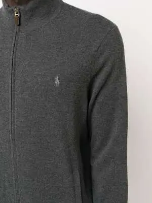 Polo Ralph Lauren Embroidered-logo Zip-up Cardigan - Grey