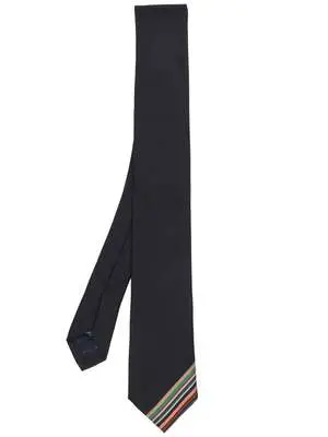 Paul Smith Stripe-detail Silk Neck Tie - Black