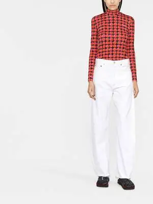 La DoubleJ Cherry-print Turtleneck Top - Black