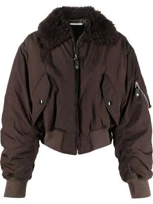 Stella McCartney Faux-fur Collar Cropped Bomber Jacket