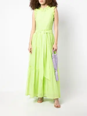 BARUNI Ruffle-trim Belted Maxi Dress