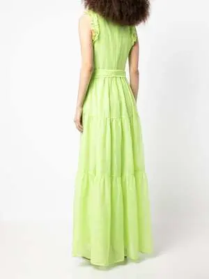 BARUNI Ruffle-trim Belted Maxi Dress