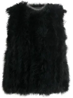 YVES SALOMON Silk Feathered Waistcoat - Black