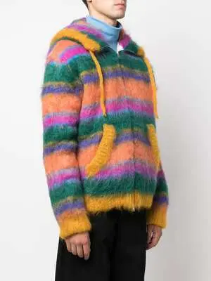 Marni Striped Zip-up Knitted Hoodie