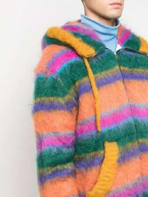 Marni Striped Zip-up Knitted Hoodie