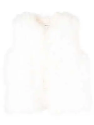 YVES SALOMON Silk Feathered-finish Waistcoat - White