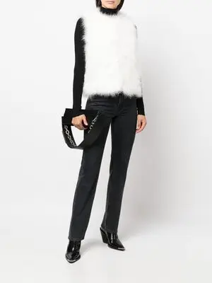 YVES SALOMON Silk Feathered-finish Waistcoat - White