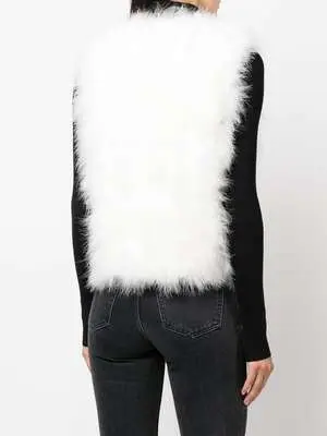 YVES SALOMON Silk Feathered-finish Waistcoat - White