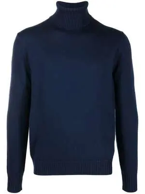 BALLANTYNE Roll-neck Wool Jumper - Blue