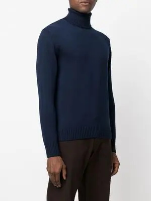 BALLANTYNE Roll-neck Wool Jumper - Blue