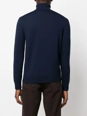 BALLANTYNE Roll-neck Wool Jumper - Blue