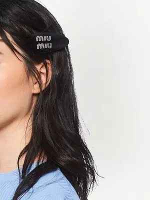 Miu Miu Logo-detail Hair Clip - Black