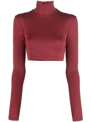 AMBUSH Checkerboard Print Cropped Shirt - Red