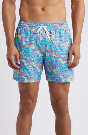 CHUBBIES Classic Lined 5.5-Inch Swim Trunks Bright Blue Tropical