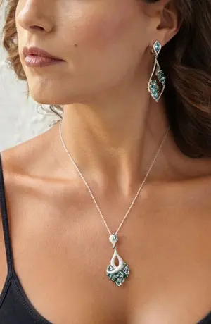 SAVVY CIE JEWELS Sterling Silver Cz Cluster Drop Earrings