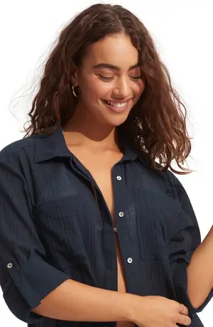 Seafolly Crinkle Twill Beach Cover-up Dress