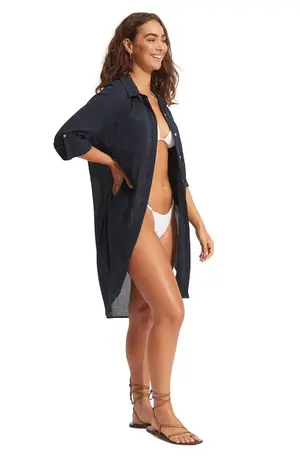 Seafolly Crinkle Twill Beach Cover-up Dress