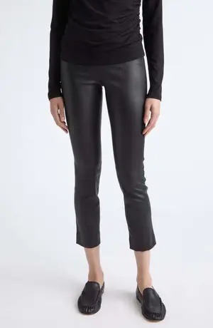 Vince Leather Cropped Leggings - Black