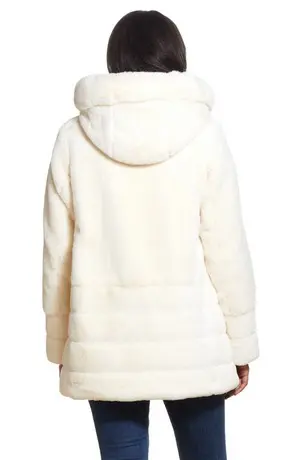 Gallery Hooded Faux Fur Coat - Cream