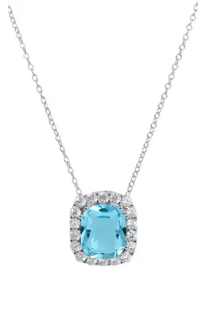 SAVVY CIE JEWELS Cushion Pendant Necklace - Blue