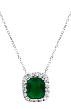 SAVVY CIE JEWELS Cushion Pendant Necklace - Green